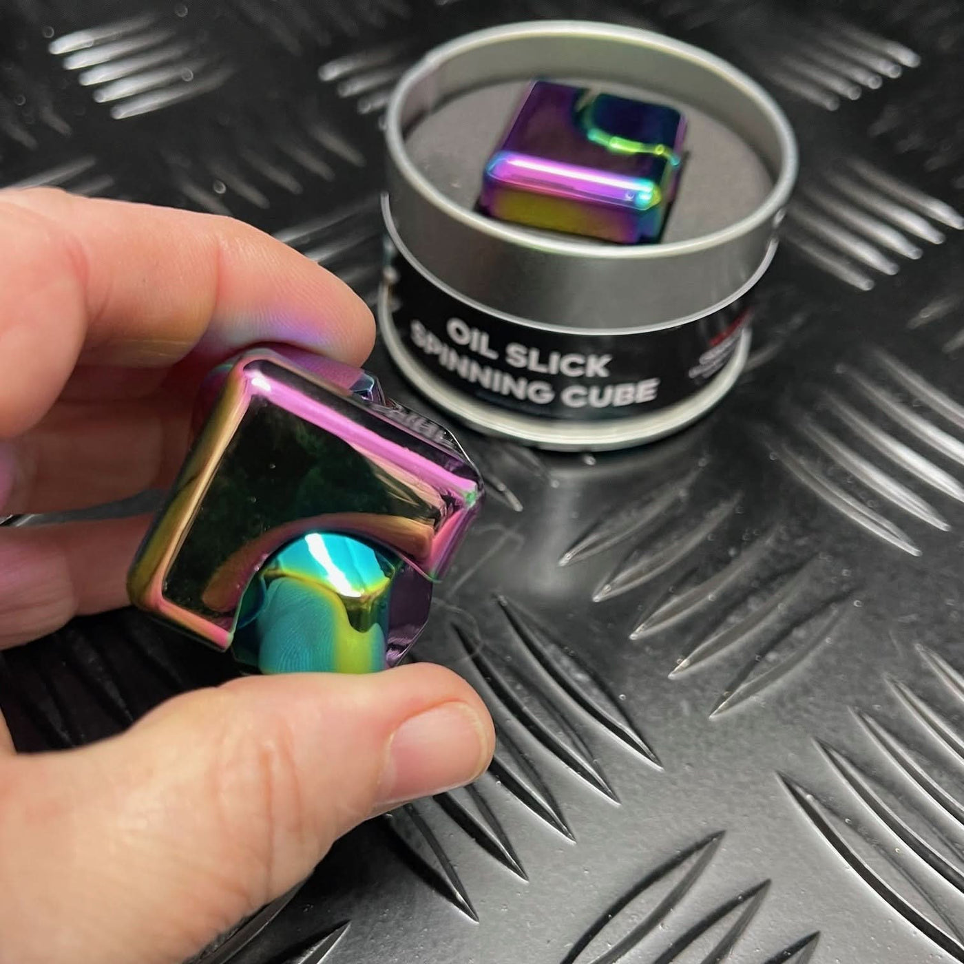 My Sensory Store Oil Slick Metal Spinning Cube Fidget