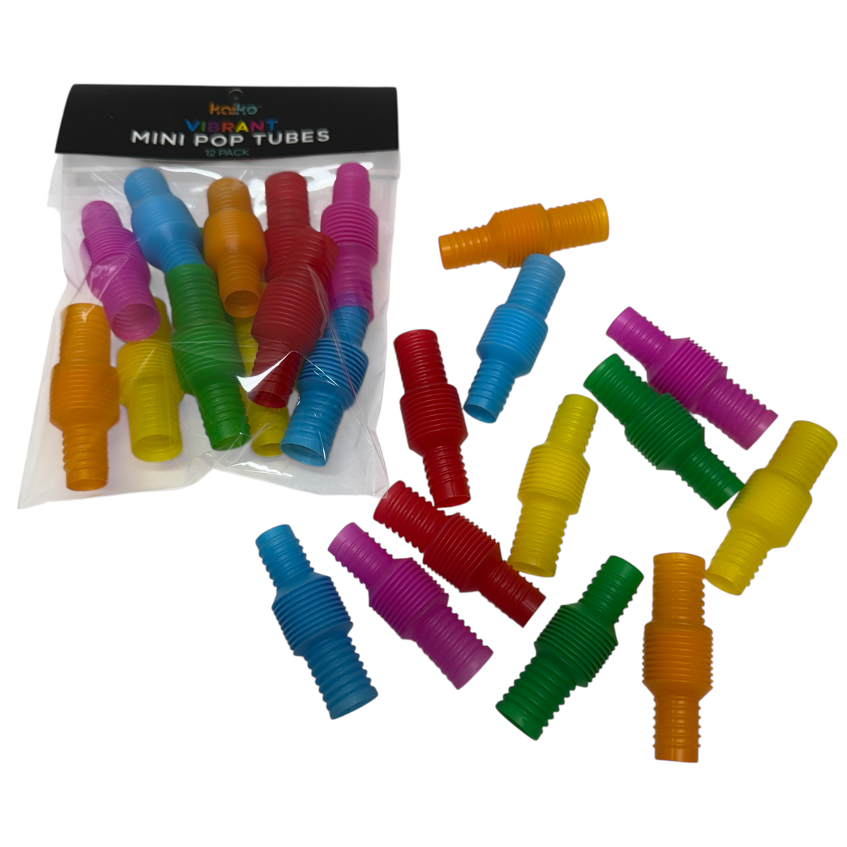 Pack of 12 Mini Pop Tubes - Imaginative Play and Pocket Size Sensory S ...